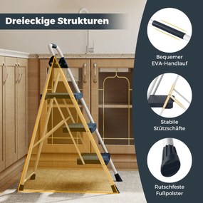 Costway Přenosný žebřík s polstrovaným madlem a protiskluzovými schůdky skládací