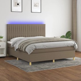 Box spring postel s matrací a LED taupe 160x200 cm textil