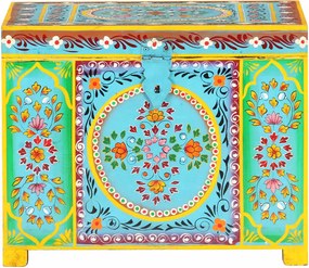 Ručně malovaný úložný box 50 x 40 x 40 cm masivní mangovník 323540