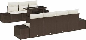 Set pohovek 8 ks Hnědá a krémová polyratan 3349124