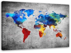 Gario Obraz na plátně Malovaná mapa světa na betonu Rozměry: 60 x 40 cm