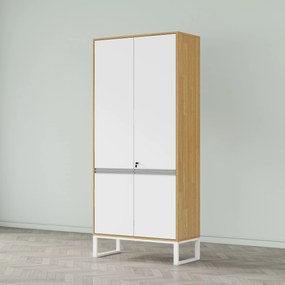 Vysoká kancelářská skříň Houseland Nuvia Loft 90 cm dub/bílá
