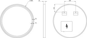 Sapho KADRIS kulaté zrcadlo s LED osvětlením o 60cm černá mat KD060