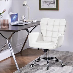 Kancelářská židle Yaheetech – bílá, 65,5 cm (délka) × 64,5 cm (šířka) × 83 cm – 93 cm (výška) (266457291649)