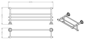 Sapho, DIAMOND police na ručníky s madlem 600mm, bronz, 1318-14