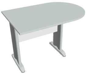 Stůl jednací oblouk 120 cm - Hobis Cross CP 1200 1 Dekor stolové desky: šedá, Dekor lamino podnože: bílá, Barva nohou: Stříbrná
