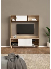 Bílá/v přírodní barvě TV sestava v dekoru dubu 159x181x48 cm Ikast – Tvilum