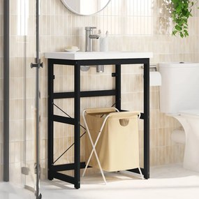 Koupelnový regál pod umyvadlo černý 59 x 38 x 83 cm železo 338500