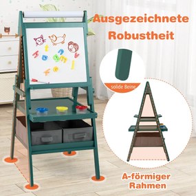 Costway Dětská tabule 3 v 1 s papírovou rolí a magnetickou tabulí a bílou tabulí