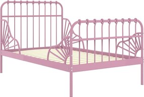 Prodloužitelný rám postele růžový kov 80 x 130/200 cm 324743