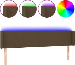 Čelo postele s LED tmavě hnědé 183 x 16 x 78/88 cm textil 3122973
