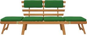 Zahradní lavice s poduškami 2 v 1 190 cm masivní akáciové dřevo 312121