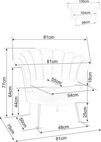 Pohovka Ionia Velvet, dvojsedák, béžová
