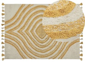 Bavlněný koberec 140 x 200 cm béžový/ žlutý BINGOL Beliani