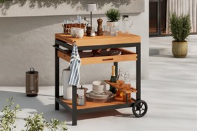 XXXLutz ZAHRADNÍ SERVÍROVACÍ VOZÍK, černá, barvy teak, 73/80/50 cm Ambia Garden - Online Only zahradní nábytek - 002459004101