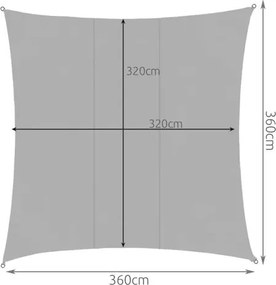 Plachta proti slunci 3,6x3,6 m Gardlov 23164, šedá
