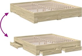 Rám postele se zásuvkami dub sonoma 180x200 cm kompozitní dřevo 3280365