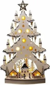 Solight 1V282 LED dřevěný vánoční stromek s dekoracemi / 23x LED / 2x