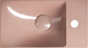 Sapho Agos betonové umývátko 40 x 22 cm s otvorem pro baterii bez přepadu levé/pravé růžová lesk AS40021