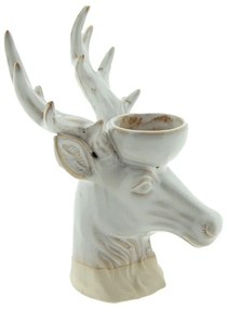 Béžový porcelánový svícen na čajovou svíčku Jelen Gerjen – 12x11x18 cm