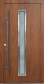 Vchodové dveře s ocelovým opláštěním FM Turen model AC01 Orientace dveří: Levé, otevírání dovnitř, Dekor: Zlatý dub, Standardní rozměr dveří včetně rámu: 100 cm x 210 cm - vnější rozměr rámu