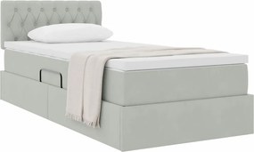Postel s úložným prostorem Světle šedá 100 x 200 cm samet 3370797