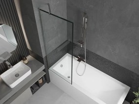 Mexen Next, vanová zástěna 1-křídlová 70 x 150 cm, fixní křídlo, 6 mm čiré sklo s černým vzorem, chromový profil, 895-070-000-00-70-01