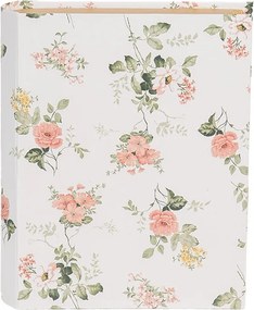 Bílý úložný box s květy ve tvaru knihy Book Van - 17*14*5 cm