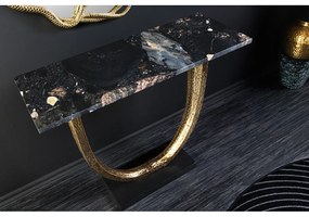 Massive home | Ručně vyrobený konzolový stolek OMEGA 80cm mramorová černá se zlatým rámem