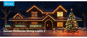 Govee - LED RGBICW Venkovní vánoční řetěz 2700-6500K 20m Wi-Fi Matter IP66