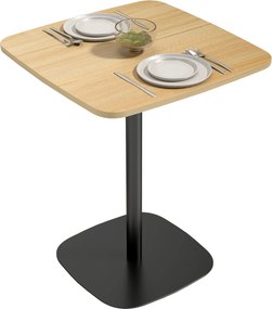 HOMCOM jídelní stůl — moderní čtvercový stůl pro 2 osoby 60 × 60 cm s ocelovou podnoží, přírodní dřevo | Aosom