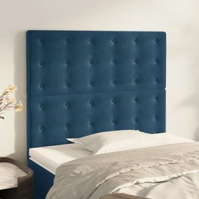 Čelo postele tmavě modré 80x5x118/128 cm sametové 3116800