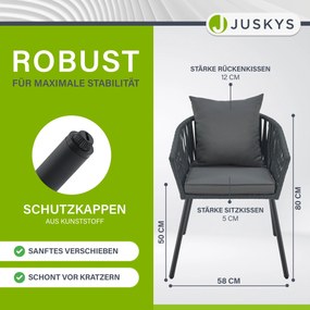 Juskys Zahradní křesla s provazovým výpletem, 2 kusy Barva: světle šedá