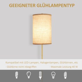 HOMCOM Stojací lampa do obývacího pokoje, plátěné stínidlo, řetízkový vypínač, stojací lampa s ocelovým stojanem, zásuvka E27, stojací lampa do ložni…