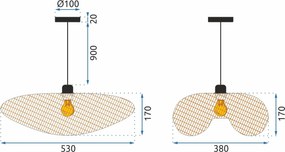 Toolight Toolight, závěsné svítidlo Natural 1xE27 APP880-1CP, přírodní, OSW-05240