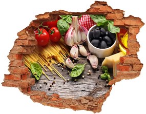 Wallmuralia Nálepka 3D díra na zeď Italské jídlo 90x70 cm