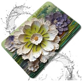 Camerazar Absorpční protiskluzová koupelnová předložka s květinovým vzorem, 40x60 cm - Stylová a bezpečná volba pro vaši koupelnu
