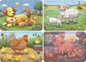Ravensburger Puzzle: Zvířecí rodinky na farmě / 2 /4 / 6 /8 dílků / od