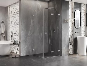 Mexen Lunar-F, sklápěcí sprchový kout pravý 80 x 80 cm, 8mm čiré sklo, chromový profil, 836-080-080-01-00-P