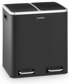Klarstein Trash Gordon, pedálový odpadkový koš, 30 l / 2x 15 l, PP, tichý, ušlechtilá ocel, černý