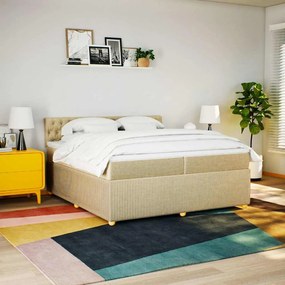 Box spring postel s matrací krémová 200x200 cm textil 3287575