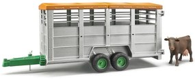 Bruder 1695 Traktor New Holland T8040 s přívěsem na přepravu dobytka a figurkou