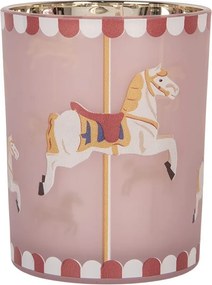 Skleněný svícen na čajovou svíčku koník - Ø 10*13 cm