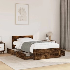 Rám postele s čelem kouřový dub 90 x 200 cm kompozitní dřevo 3295587