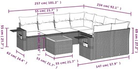9dílná zahradní sedací souprava s poduškami černá polyratan 3256818