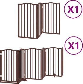 Zábrana pro psy s dvířky skládací 9 panelů hnědá 450 cm topol 3155606