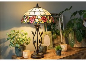 Stolní lampa Tiffany s růžemi Ruusut – 35x61 cm