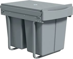 HOMCOM odpadkový koš do skříňky, 2 vyjímatelné recyklační nádoby 2 x 20 L, jemný posuv, šedá