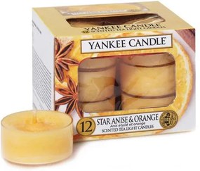 Yankee Candle Čajové svíčky Yankee Candle 12ks - Star Anise & Orange, žlutá barva, vosk