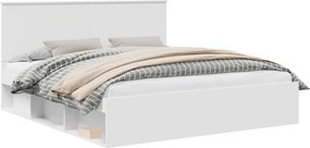 Rám postele s čelo Bílá 180 x 200 cm Masivní borové dřevo 3410974